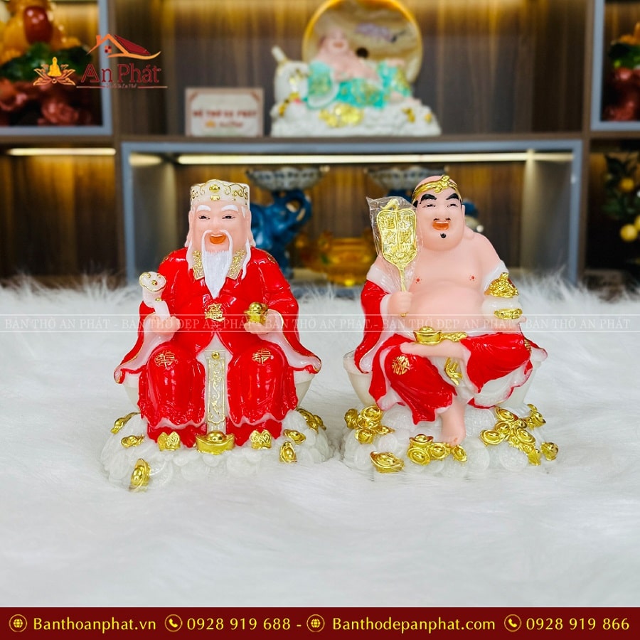 Tượng Thần Tài Thổ Địa Bộ 3 Ông Bột Đá Đài Loan T001 - Bàn Thờ An Phát