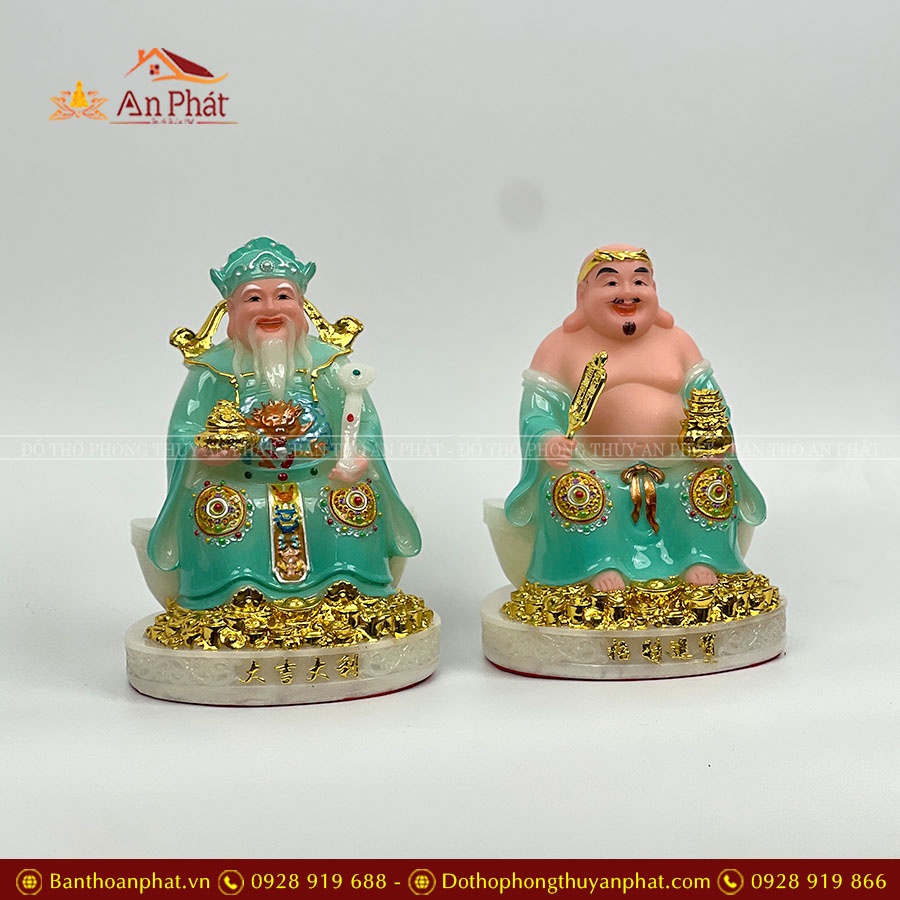 Tượng Thần Tài Thổ Địa Đá Xanh Cao Cấp Đế Tròn T0125 - Bàn Thờ An Phát