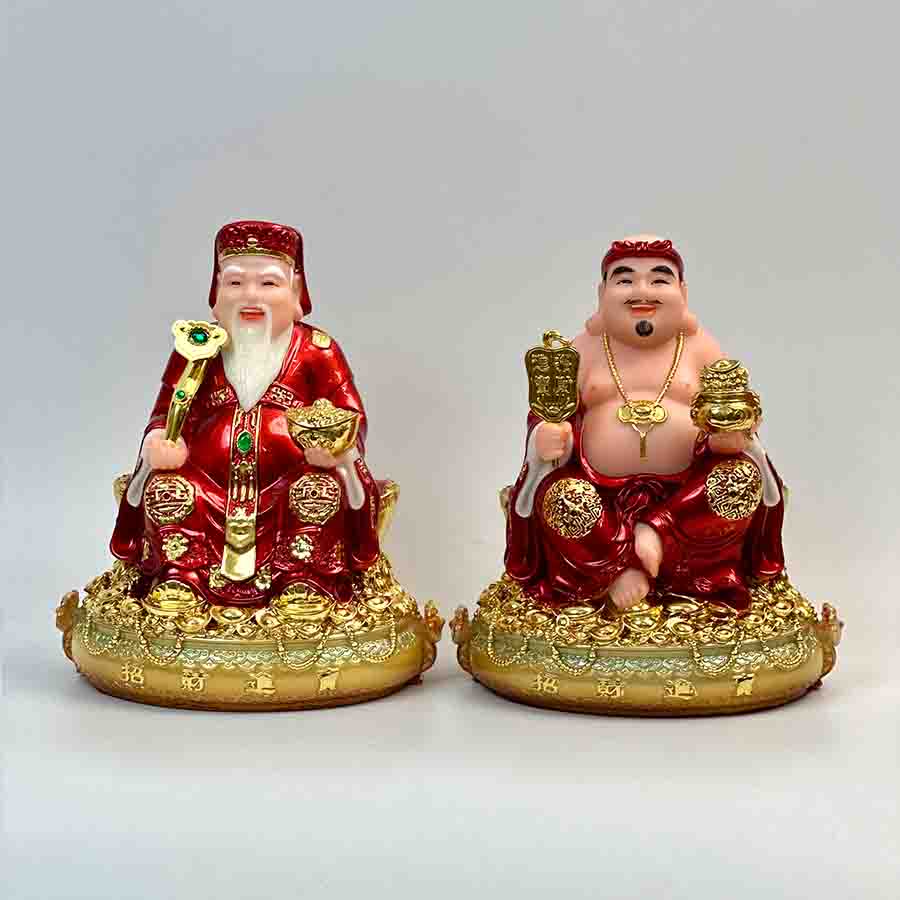 Tượng Thần Tài Ông Địa Đá Đỏ Cao Cấp Đế Tròn Bộ 2 Ông T0175 - Bàn Thờ ...